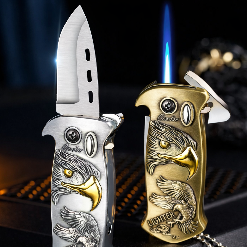 Encendedor Jet Torch y Navaja Plegable 2 en 1 - Diseño Águila Metálica ...