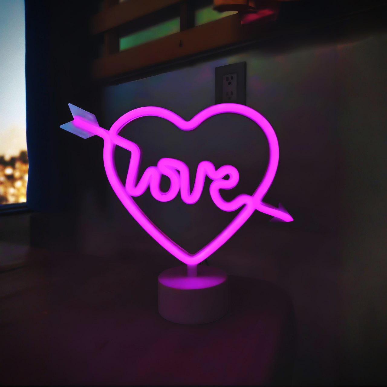 Letrero de Neón LED "Love" con Flecha y Corazón Rosa - Cotillon City ...